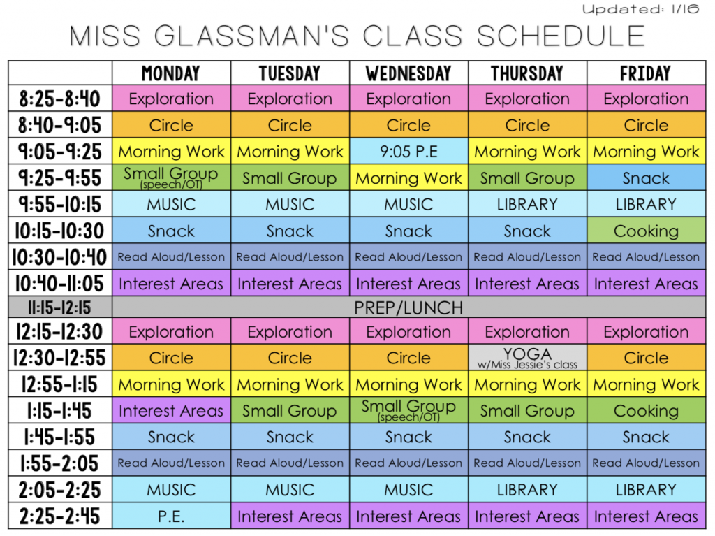 Daily Schedule - Preschool Self Contained - Engaging Early Learners
